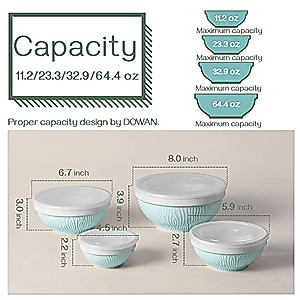 DOWAN Bundle Ceramic Bowls with Lids, Turquoise