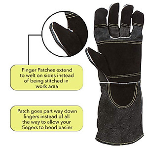 Suse's Kinder Welding Gloves Large- Fireplace Protective Leather Gear for Men and Women Welders - Heat Resistant for Blacksmith and Firepit Work (Large)