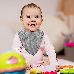 HBselect Muslin Baby Bibs 12 Pack Baby Bandana Bibs 100% Cotton for Unisex Boys Girls Absorbent Bib for Teething Drooling