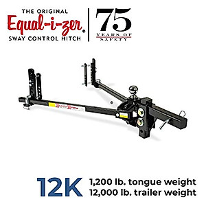 Equal-i-zer 4-point Sway Control Hitch, 90-00-1201, 12,000 Lbs Trailer Weight Rating, 1,200 Lbs Tongue Weight Rating, Weight Distribution Kit DOES NOT Include Hitch Shank, Ball NOT Included