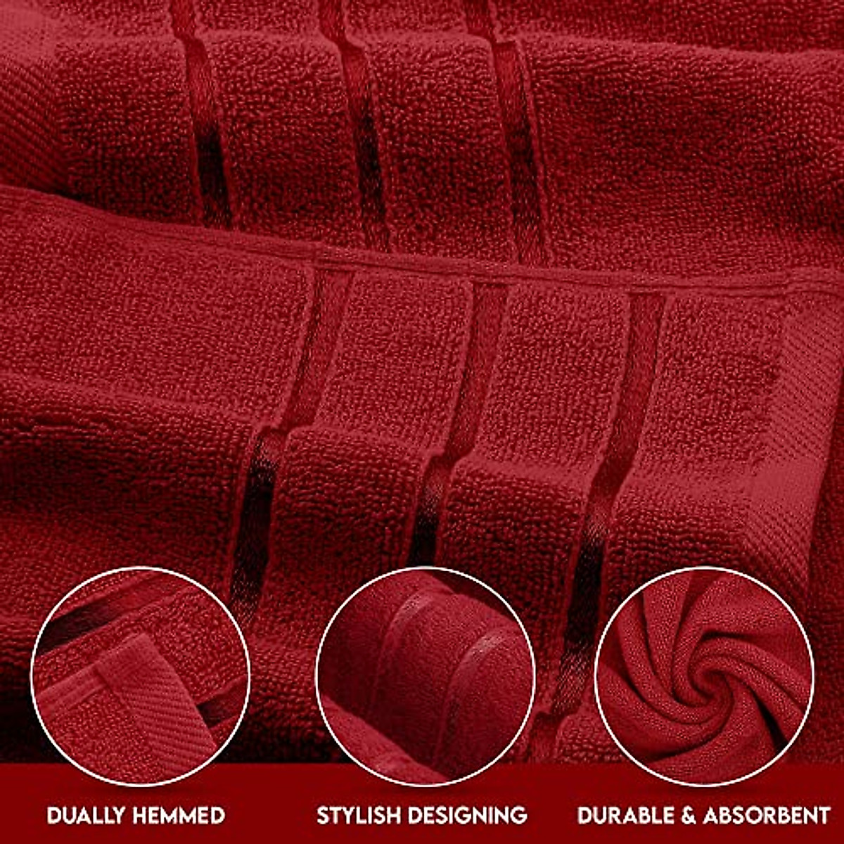 Utopia Towels - 6 Pack Viscose Hand Towels Set, (16 x 28 inches) 100% Ring Spun Cotton, Ultra Soft and Highly Absorbent 600GSM Towels for Bathroom, Gym, Shower, Hotel, and Spa (Red)