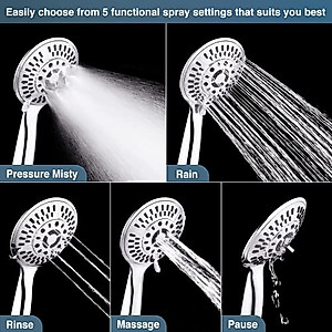 BRIGHT SHOWERS Rain Shower Heads System Solid Brass Sliding Bar with Height Adjustable High Pressure Handheld Shower Head, No Drilling Installation Option Provided