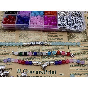 PAMIR TONG 1000pcs Glass Bead Sets for Jewelry Making Kit, 8MM Bracelets Beads Supplies,Imitative Jade Beads,Pearl Beads, Crystal Spacer Beads, Bracelet Loose Bead Sets