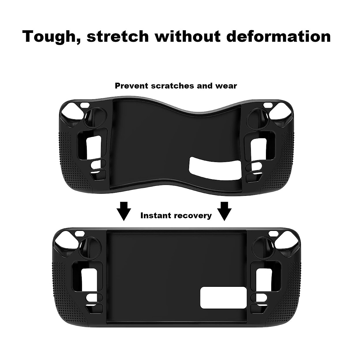 Protective Case for Steam Deck, MASIMEMDRY Full Body Silicone Soft Cover Protector for Steam Deck, Shock-Absorption and Anti-Scratch Design, Black