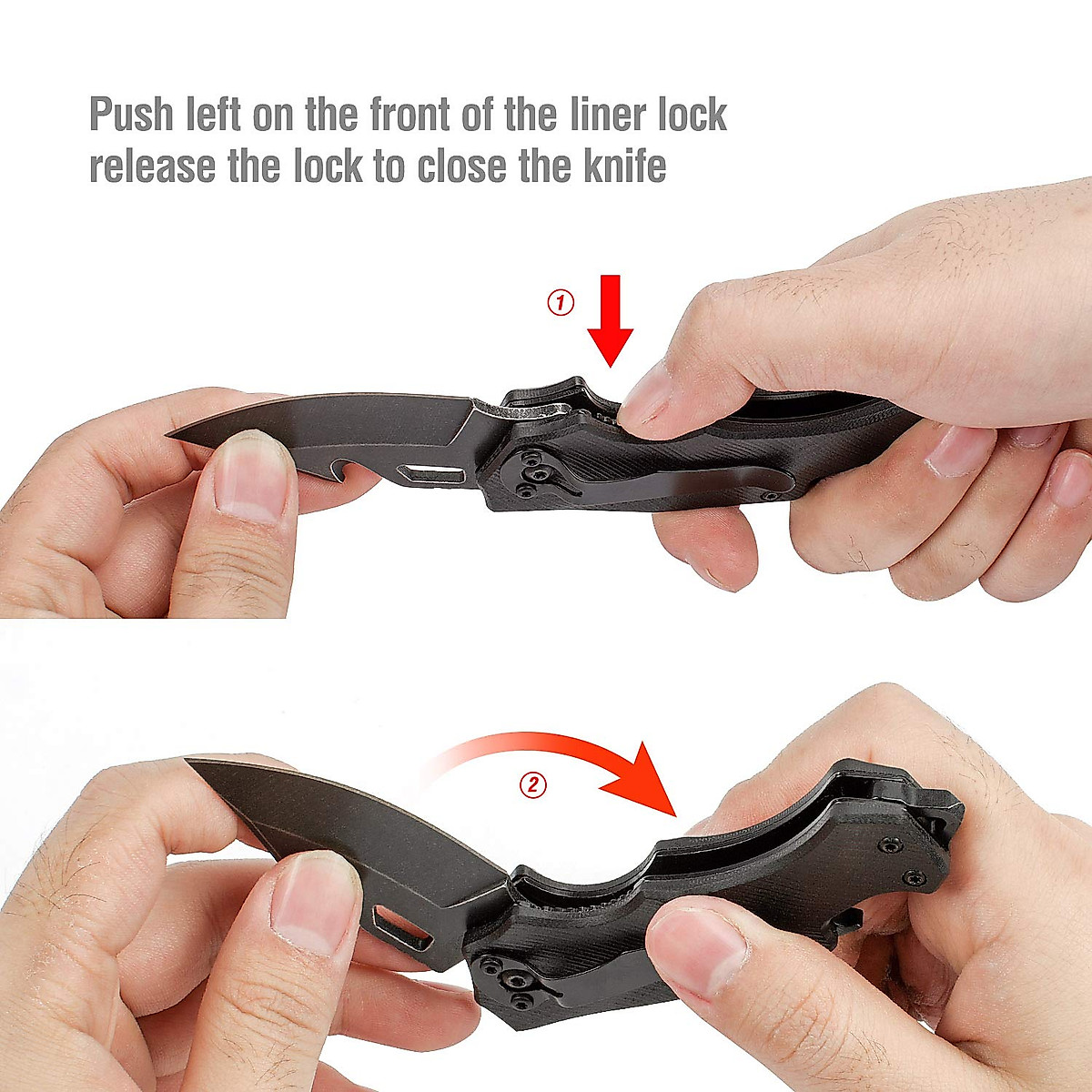 MOSSY OAK Mini Folding Pocket Knife, 2.5-inch Stainless Steel Drop Point Blade - G10 Handle EDC Multifunction Tool with Bottle Opener and Glass Breaker (Black), Good Merry Christmas Gift