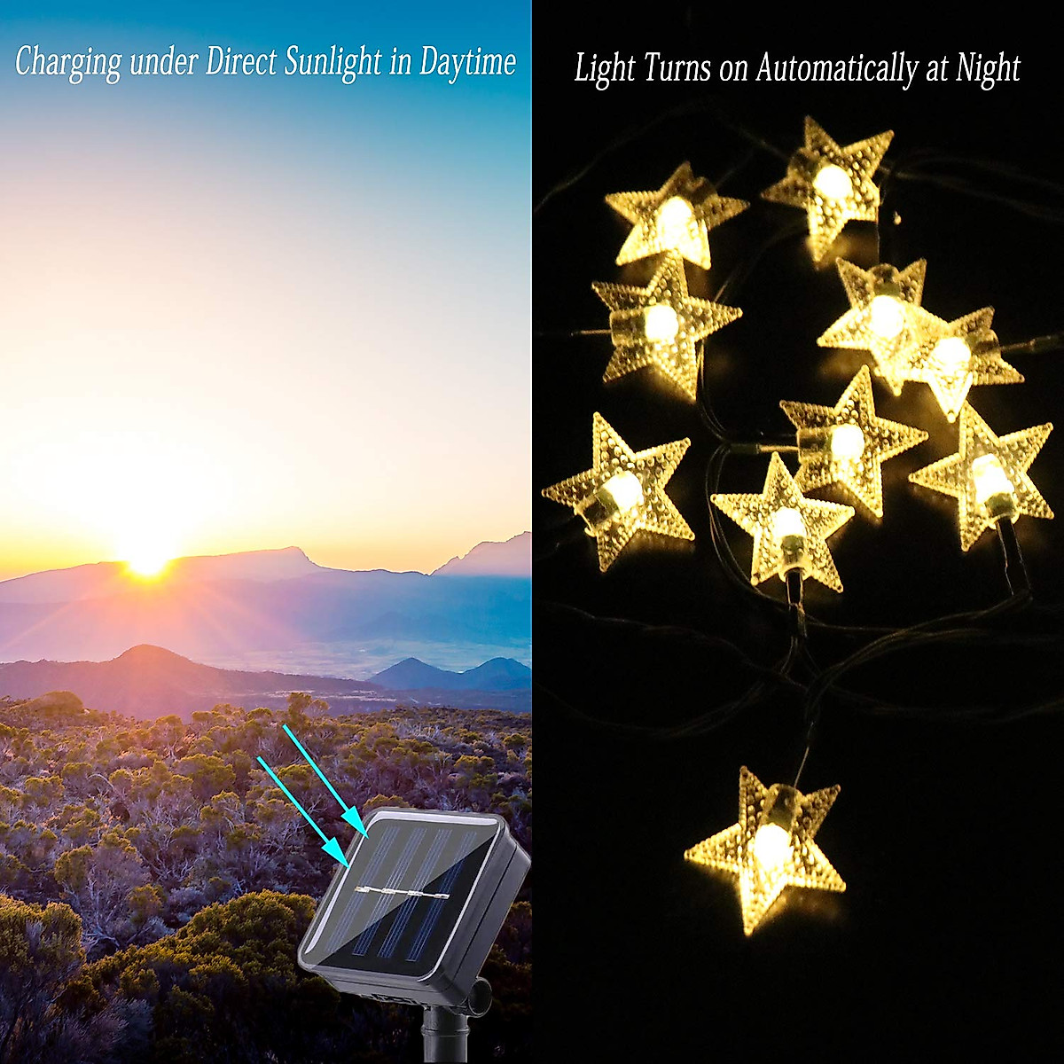 Winboom 100 Led 39.4FT Solar Christmas Lights Outdoor Waterproof 8 Modes Star Solar String Lights,Solar Powered Fairy Light for Outside Garden Tree