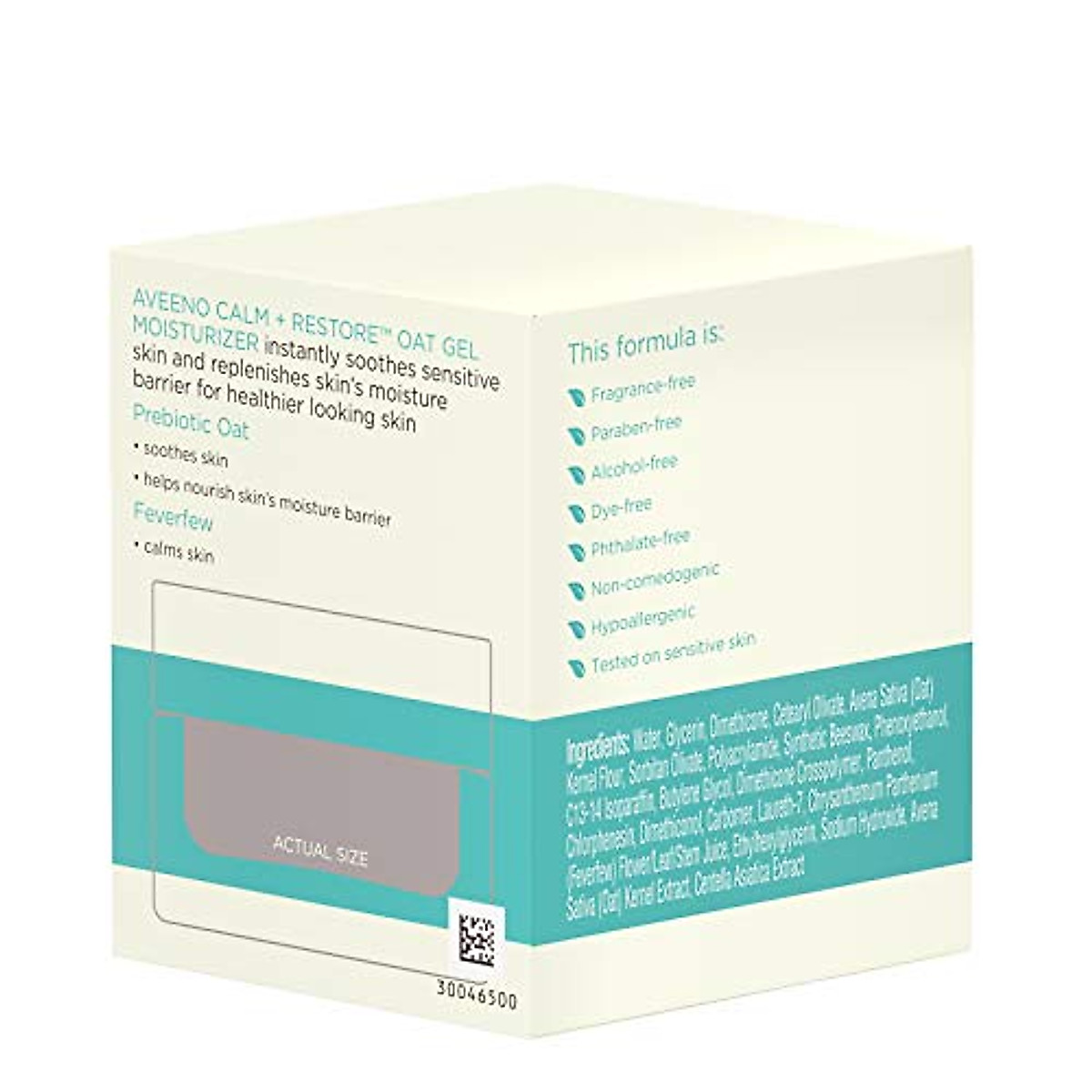 Aveeno Calm + Restore Oat Gel Facial Moisturizer for Sensitive Skin, Lightweight Gel Cream Face Moisturizer with Prebiotic Oat & Feverfew, Hypoallergenic, Fragrance- & Paraben-Free, 0.5 oz (Pack of 5)