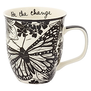 Karma Gifts 16 oz Black and White Boho Mug Butterfly - Cute Coffee and Tea Mug - Ceramic Coffee Mugs for Women and Men & Gifts 16 oz Black and White Boho Mug Dragonfly - Cute Coffee and Tea Mug