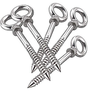5 Pack 304 Stainless Steel Eye Screws Durable Eye Hooks Screw in Heavy Duty Perfect for Hammock Stand, Yoga, Swing Chair (Load Capacity 650lbs)