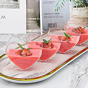 HJW 100 Pack 4 oz Clear Plastic Dessert Cups with Spoons, Mini Appetizer Serving Plates Disposable Bowls for Desserts, Appetizers, Puddings, Mousse, Fruit Parfait and More