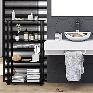 Furinno Turn-N-Tube 4-Tier Multipurpose Shelf Display Rack, Square Tube, Espresso/Black & Turn-N-Tube Display Rack, 3-Tier Single, Black/Grey