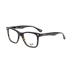 Ray-Ban RX5248 Rectangular Prescription Eyeglass Frames, Dark Havana/Demo Lens, 51 mm