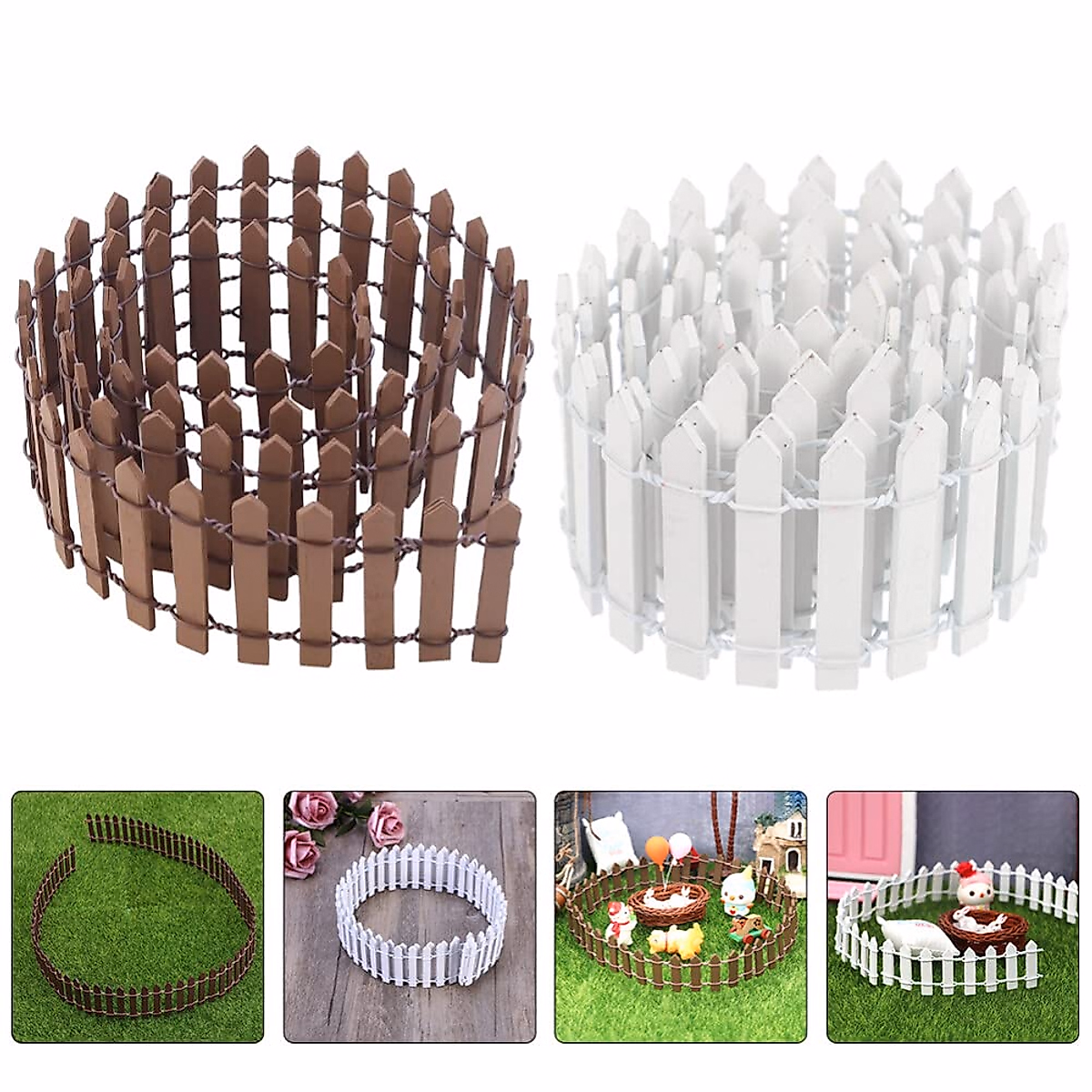 STOBOK 2pcs Mini Fence Mini Wood Fencing DIY Wood Picket Fence Miniature Fence Decoration Decorative Fence Panels Micro Landscape Accessories Fairy Garden Barrier Wooden Sand Table House