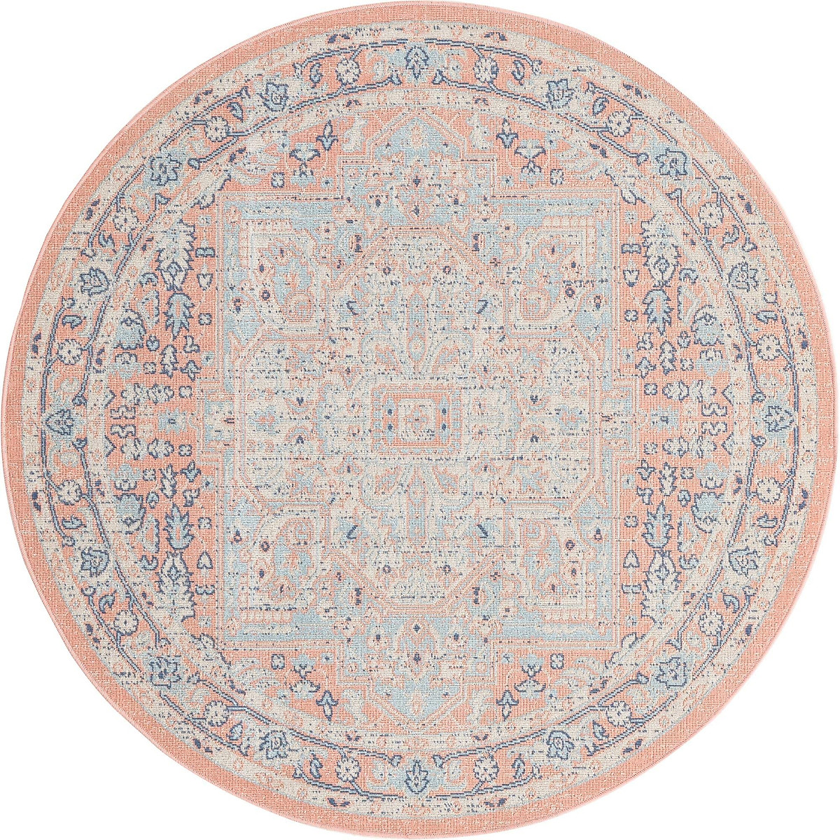 Unique Loom Whitney Collection Area Rug - Milano (5' 3" Round, Powder Pink/ Blue)