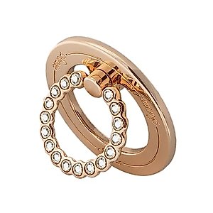 Sonix Magnetic Phone Ring Holder with Finger Ring and Phone Stand for iPhone 15, 14, 13, 12 Series Magsafe Cases (Gold/Clear)