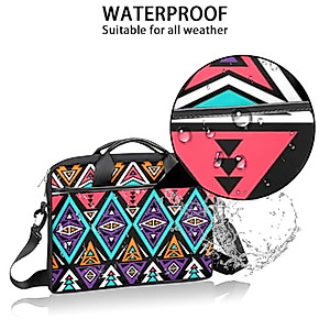 Ethnic Pattern Laptop Computer Bag Waterproof Shoulder Messenger Bag 13-15 inch Durable Laptop Tote Bag with Shoulder Strap Handle Lightweight Crossbody Briefcase
