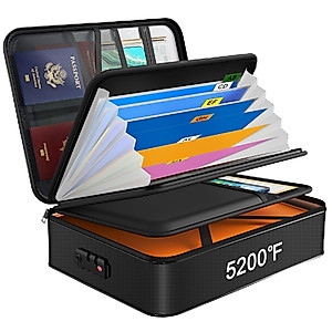 Noiposi Document Organizer with Lock ,15.0"x11.0"x4.3" Waterproof and Fireproof Document Box ,Portable Home Travel Safe Storage Box for Important Documents ,File and Birth Certificate