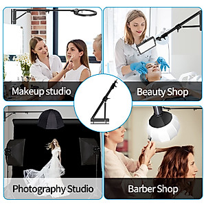 LOMTAP Ring Light Wall Mount Triangle Boom Arm with 180 Metal Flexible Rotation Max Length 4.4 Feet/135cm Adjustable Camera Mount Up to 4.26ft for Monolight, Softbox, Reflector, Strobe Light
