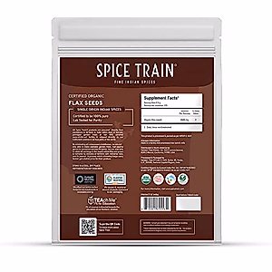 SPICE TRAIN, Organic Flax Seed with Omega3 (397g/14oz) USDA Certified, Non-GMO, Flaxseed for Flax meals & Drinks | Resealable Zip Lock Pouch | 100% Raw Flax Seeds Sourced from India | Brown Flax Seeds