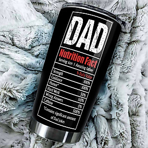 LPVLUX Best Dad Ever Tumbler with Lid Double Wall Tumbler Stainless Steel 20oz Travel Coffee Mug Dad Tumbler Nutrition Fact Amazing Man