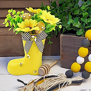 Bee Resin Boot Decor Bumble Bee Tiered Tray Arrangement Honey Dippers Sunflower Spring Summer Yellow Farmhouse Display