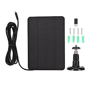 4W Solar Panel for Security Camera, DC 5V Micro USB & USB C Port Solar Panel, IP65 Waterproof Solar Charger for Eufycam, Arlo Essential Spotlight, XL Spotlight Cameras (Black)
