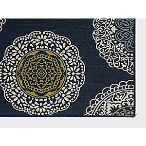 LOOMAKNOTI Havani Anshayo 2' x 7' Blue Medallion Indoor/Outdoor Runner Rug