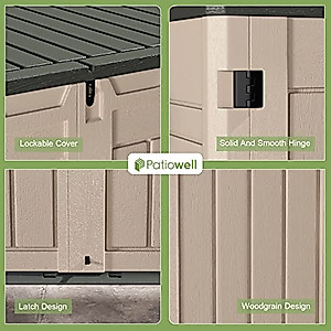 Patiowell Outdoor Horizontal Storage Shed,4' x 2' Weather Resistant Resin Tool Shed with Lockable Multi-Opening Door, Easy Storage for Trash Cans, Lawnmowe, Garden Accessories and Bicycles