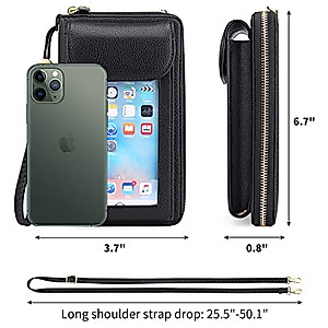 FALAN MULE Small Cell Phone Crossbody Bag Purse for Women, PU Leather Wallet Purse