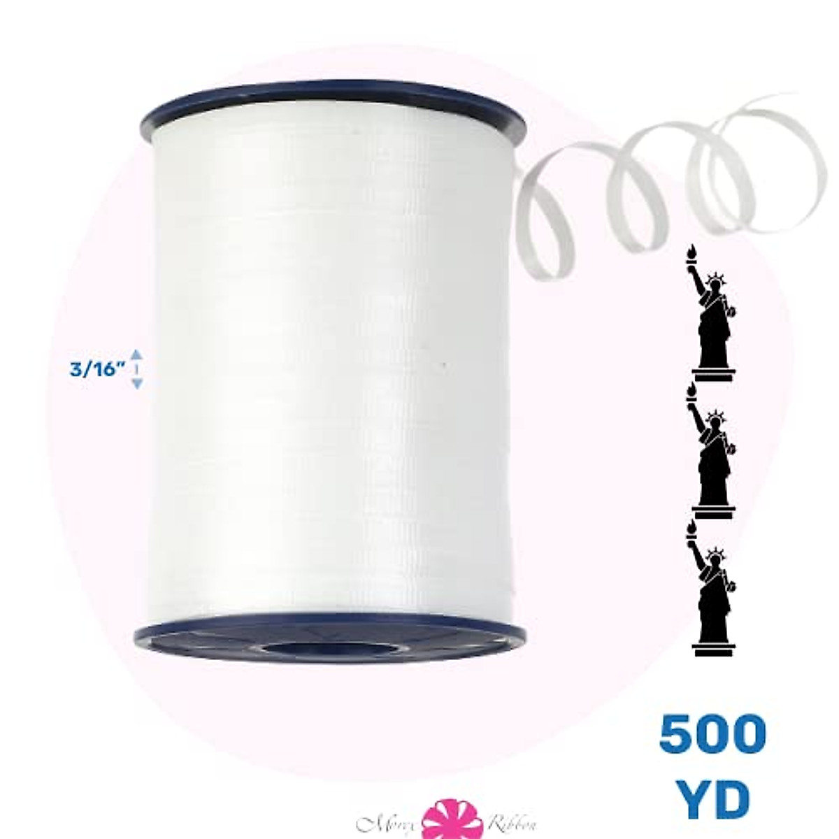 Morex 253/5-600 Poly Crimped Curling Ribbon, 3/16-Inch by 500-Yard, Snow White