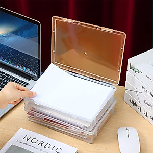 Qunclay 6 Pcs 7'' x 9'' x 2'' Plastic Storage Box with Lid Multipurpose Craft Organizers Plastic Containers Clear Pencil Case Art Satchel Storage Case for Beads Ornaments Crafts Accessories