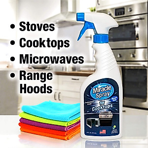 MiracleSpray for Microwave and Cooktop, Easily Removes Food and Grime Buildup, Safe and Convenient Stove Top Cleaner, Great for Home and Kitchen Use - 16 Fl Oz