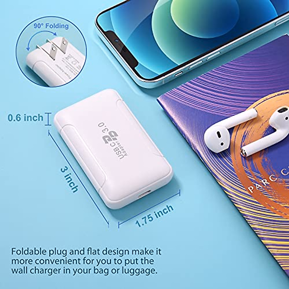 20W USB C Fast Charger, Costyle PD 3.0 Fast Charging Block Slim Flat Type C Wall Charger Plug Gan Charger Compatible iPhone 14 13 12 11 Pro Max SE XR XS 8 7 Plus, iPad Mini AirPods Pro, Galaxy, Pixel