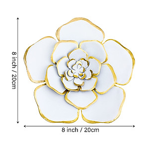 Chuangdi 3 Pieces Large Wall Metal Flowers Multiple Layer Home Decoration for Indoor Outdoor Home Garden Office Living Room Garden Porch Patio (White,8 Inch)