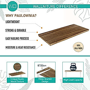 Wallniture Arras Floating Shelves for Wall Kitchen Organization Living Room Wall Bookshelves Bathroom Storage Shelves Office Decor 17"x8" Set of 5, Burnt Finish White Bracket