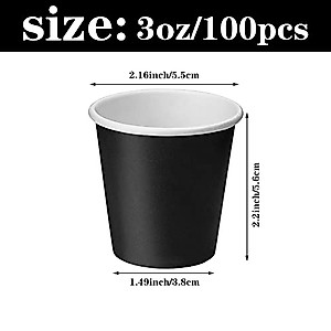 Huaiid 3 Oz 100 Packs Small Disposable Bathroom Mouthwash Cups Bathroom Paper Cups Espresso Paper Cups Small Paper Cups for Snack Bathroom Espresso Perfect for Home Condos Rvs Campers（Black）
