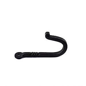 Renovators Supply Bathroom Hooks 3.5 in. Black Wrought Iron Wall Mount Hooks for Hanging Robe, Towel, Hat, or Jewellery with Mounting Hardware