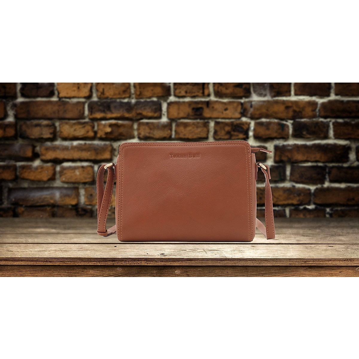 Texan Bull Leather Crossbody Bags For Women- Small Crossover Crossbody Bag With Shoulder Sling Adjustable Strap Womens Purses Purses And Handbags (Tan)