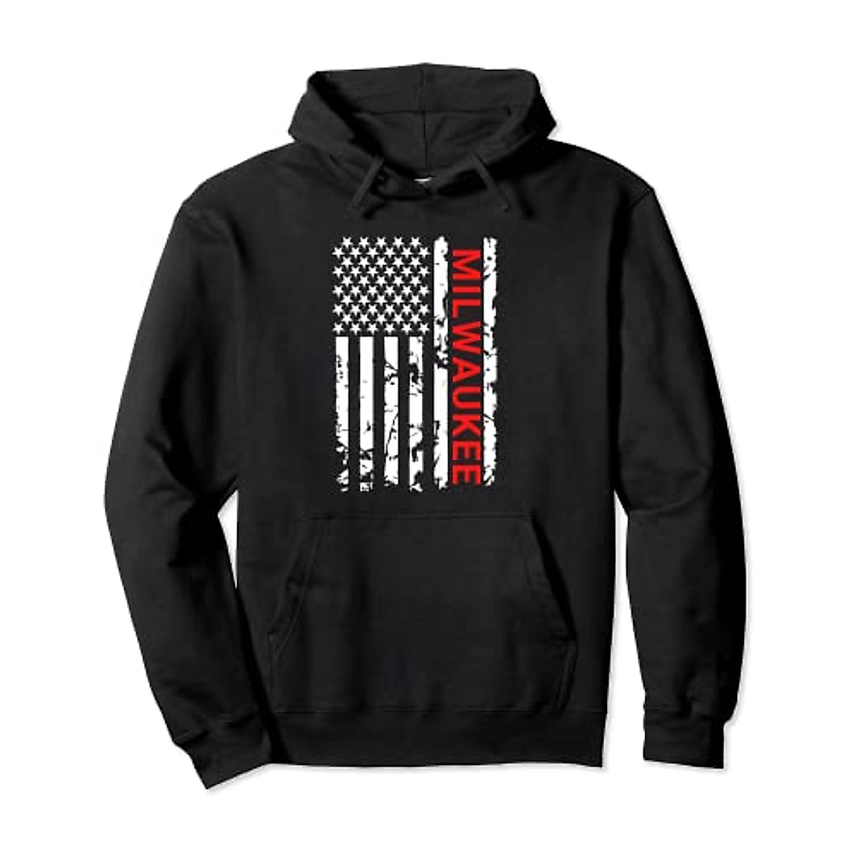 Milwaukee USA Black And White Flag Pullover Hoodie