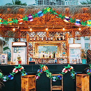 DomeStar 6 Packs Tropical Flower Garlands, Tissue Flower Banner Hibiscus Garland Hanging Party Decorations for Hawaiian Luau Party Beach Birthday Baby Shower Wedding