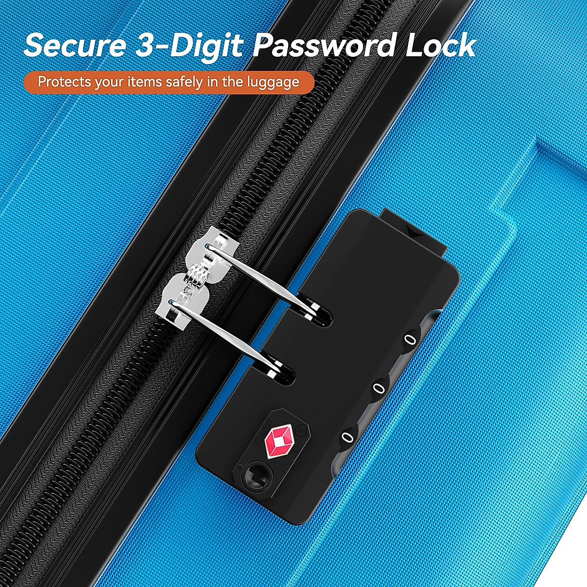 Strenforce 3-Piece (20/24/28)" Suitcase Set Spinner Wheels ABS Lightweight Luggage Sets with TSA Lock, lake blue