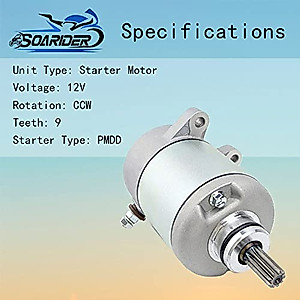 Soarider Starter Motor & Solenoid Relay fit for Honda 350 Fourtrax Rancher TRX350FE TRX350FM TRX350TE TRX350TM 2000-2006, replace for 18607, 31200-HN5-671 31200-HN5-A81 31200-HN5-M01, SMU0215 41054038