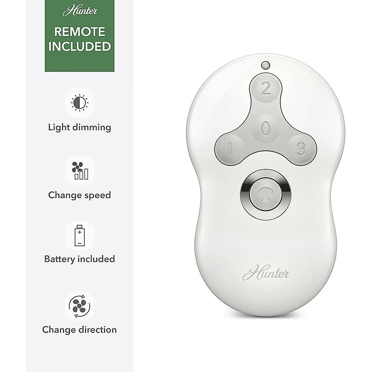 Hunter Fan 44 Inch Fresh White Ceiling Fan with Light and Remote Control, Indoor Ceiling Fan with 4 Blades for Bedroom, Living Room, Office, Basement, Kitchen, Dining Room (Renewed)