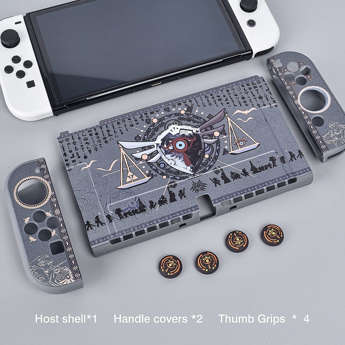 DLseego Zelda Switch OLED Protective Case Silicone Soft Cover Shockproof Skin Joy Con Shell with 4PC Zelda Eye Thumb Grips Caps