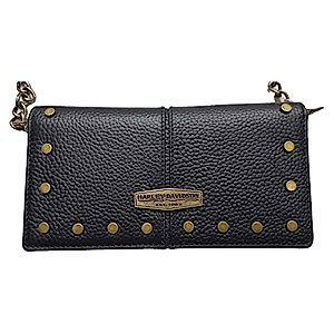 Harley-Davidson Women's Midnight Rider Leather Bi-Fold Clutch w/Strap - Black