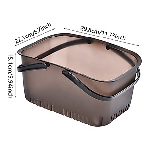 Shower Caddy Basket Portable Shower Tote Plastic Dorm College Shower Organizer Bucket with Handles Storage Shower Caddy Organizer for Bathroom and Kitchen Wall Mop with Long Handle (Grey, One Size)