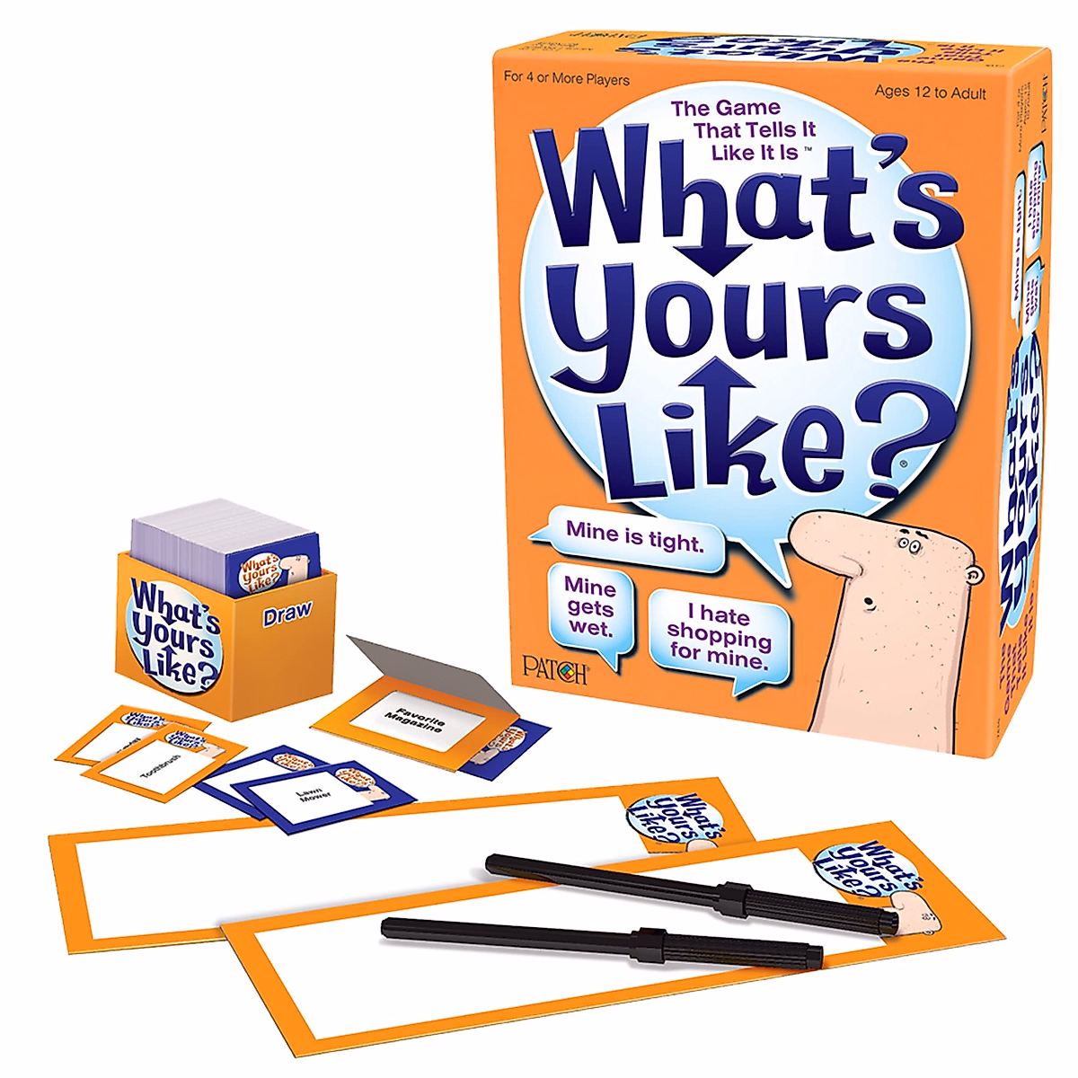PlayMonster What's Yours Like? — Hilarious Party Card Game — Describe What Your Guess Word is Like — Ages 12+
