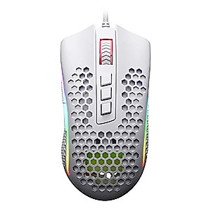 Redragon M808 Storm Lightweight RGB Gaming Mouse, 85g Ultralight Shell - 12,400 DPI Optical Sensor - 7 Programmable Buttons - Precise Registration - Super-Lite Cable - White