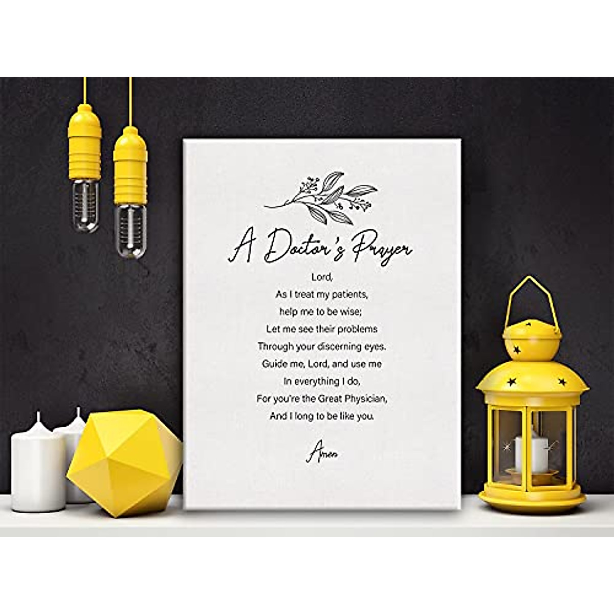 Doctor Prayer Gifts for Women Men, A Doctor's Prayer Poster Canvas Wall Art Painting Ready to Hang for Home Office Decor - Doctor Christian Prayer Gifts - Easel & Hanging Hook 11.5x15 Inch