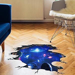 RW-5020 Removable Creative 3D Blue Out of Space Milky Way Wall Decals Home Wall Art Decor Wall Stickers Murals for Kids Girls Boys Bedroom Nursery Baby Playroom Living Room Wall Decoration (Space)